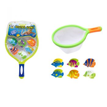 Fish Diving Game with net 7 pc ( was RRP $11.99 ) - All Brands Toys Pty Ltd